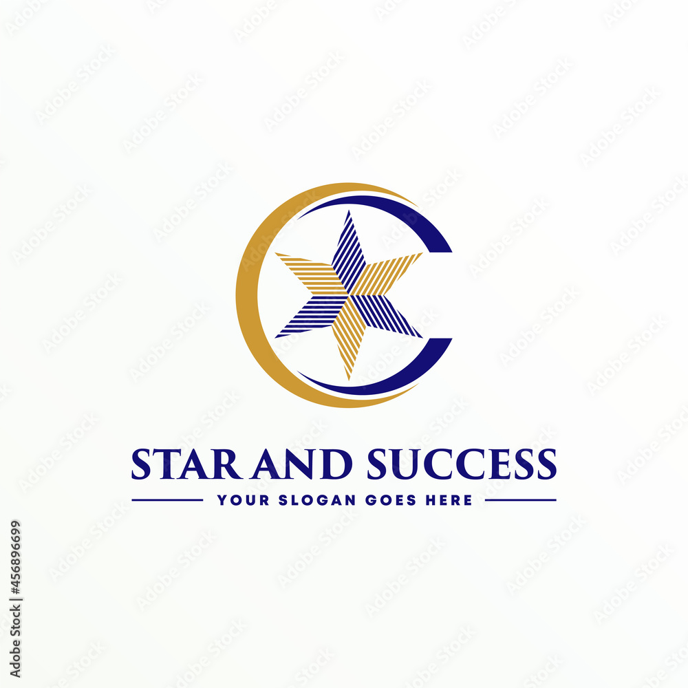 Unique stripe Star calligraphy with two circle like letter C font image ...