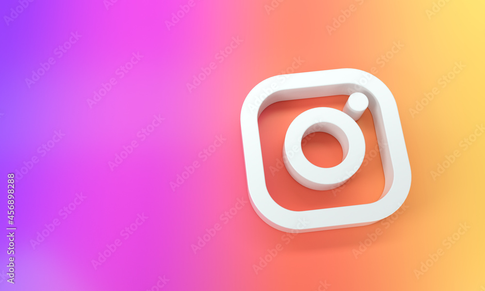 Instagram logo with space for text and graphics. Rainbow background ...
