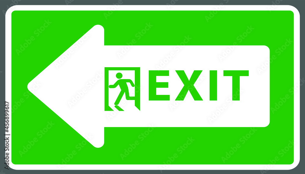 emergency fire exit sign warning wording exit in green on white arrow ...