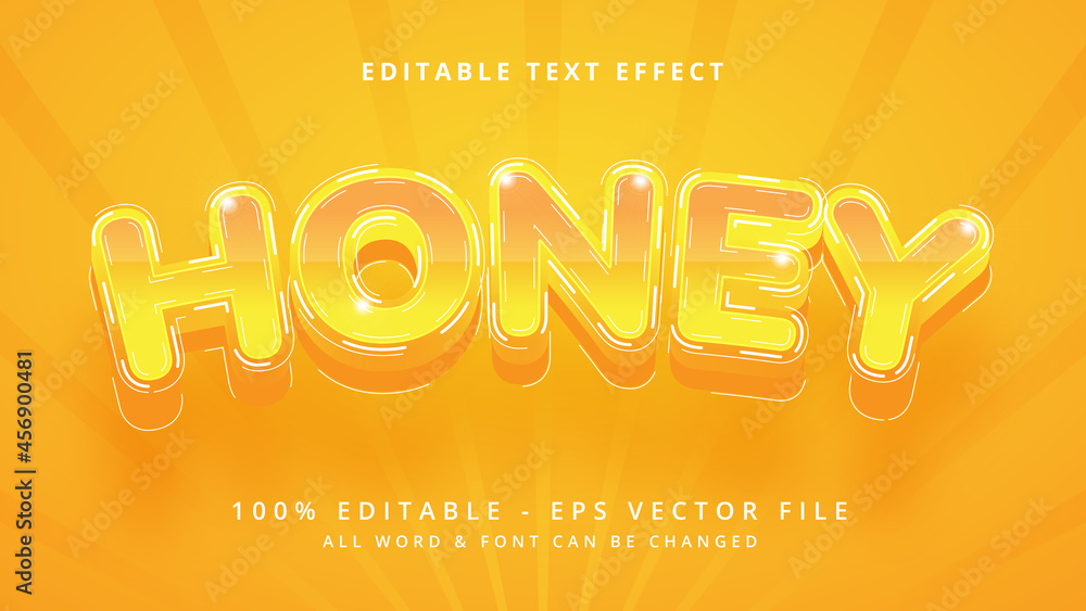 Honey editable 3d vector text style effect. Editable illustrator text ... Honey editable 3d vector text style effect. Editable illustrator text ...