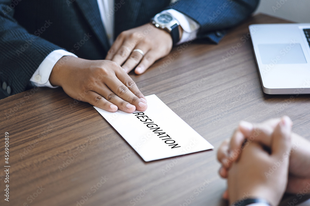 Businessman sending a resignation letter to the boss for resign by the ...