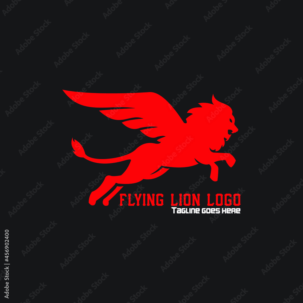 Lion red fly mythology logo exclusive design inspiration Stock Vector ...