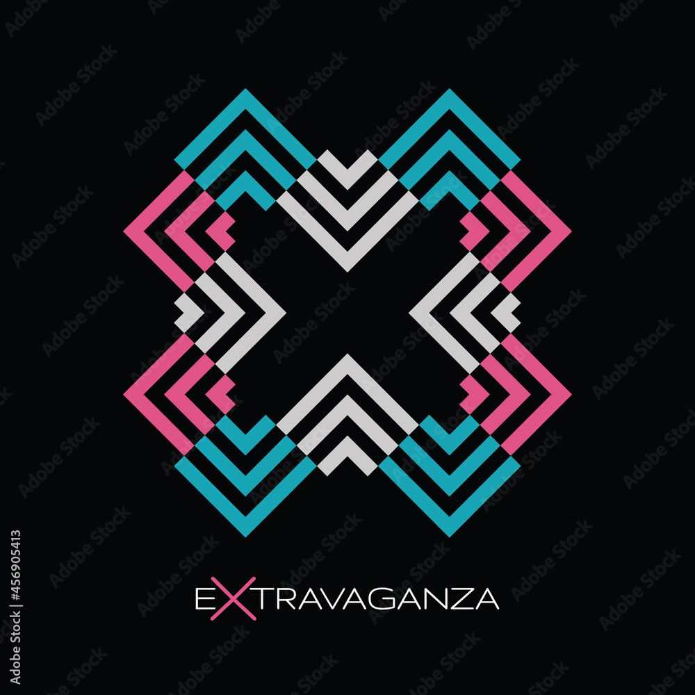 Abstract letter logo. The abstract flat logo of letter X made of 90 ...