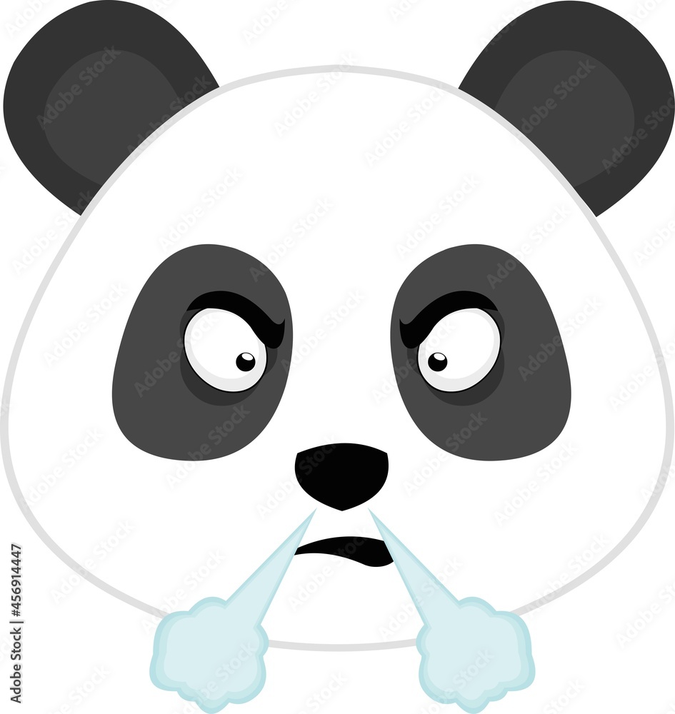 Vector emoticon illustration of a panda's face with an angry expression ...