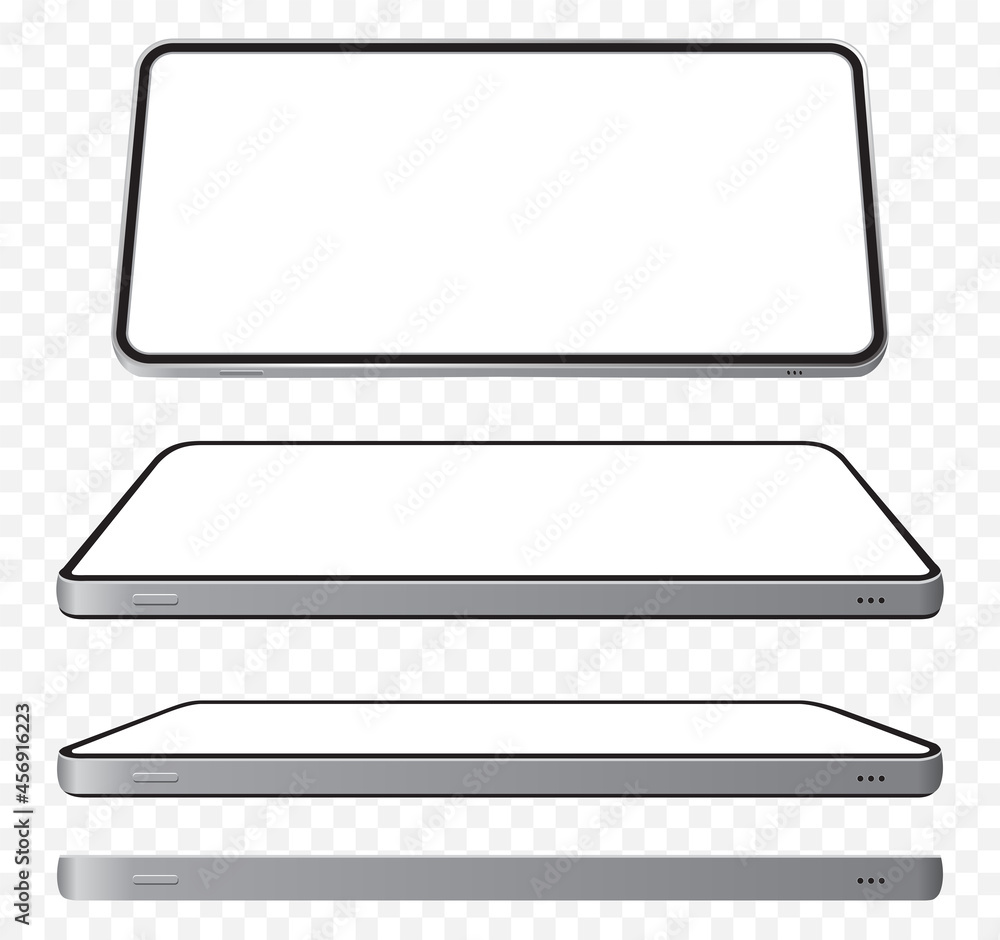 Smartphone vector mockups with horizontal perspective views. White ...