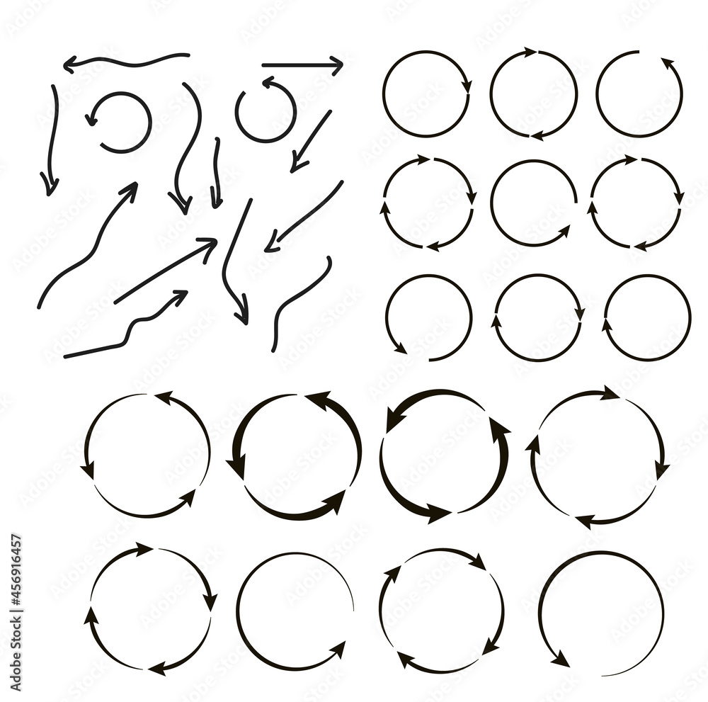 Rotating, circular, cyclic arrows. Recurrence sign. Flip over or turn ...