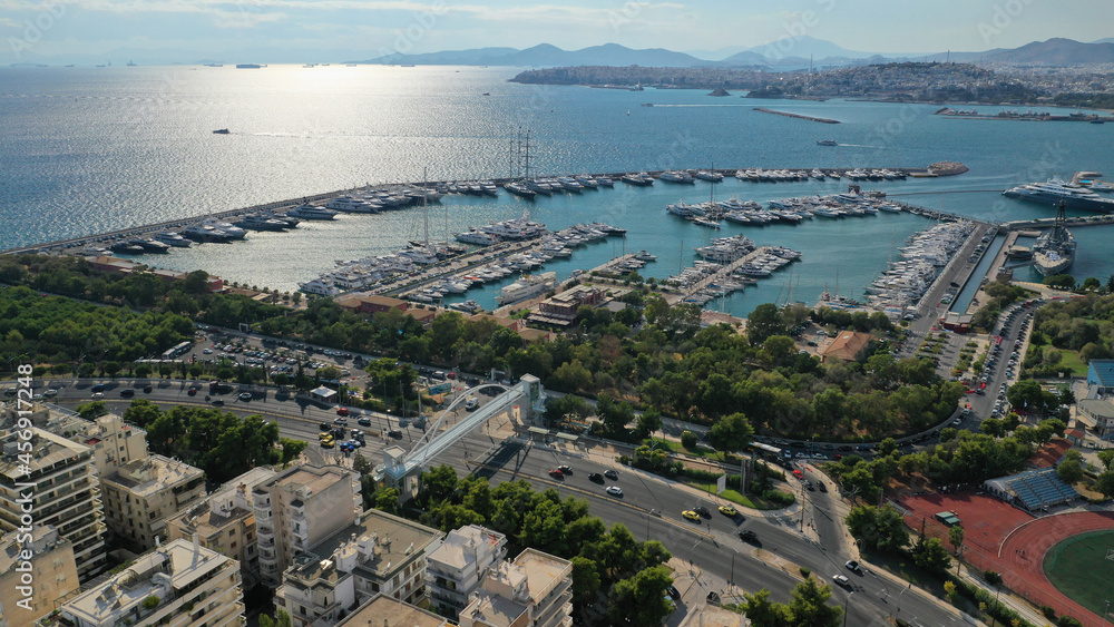 Aerial drone photo of famous seaside Athens riviera area of Faliro and ...
