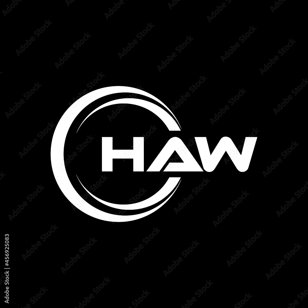 HAW letter logo design with black background in illustrator, vector ...