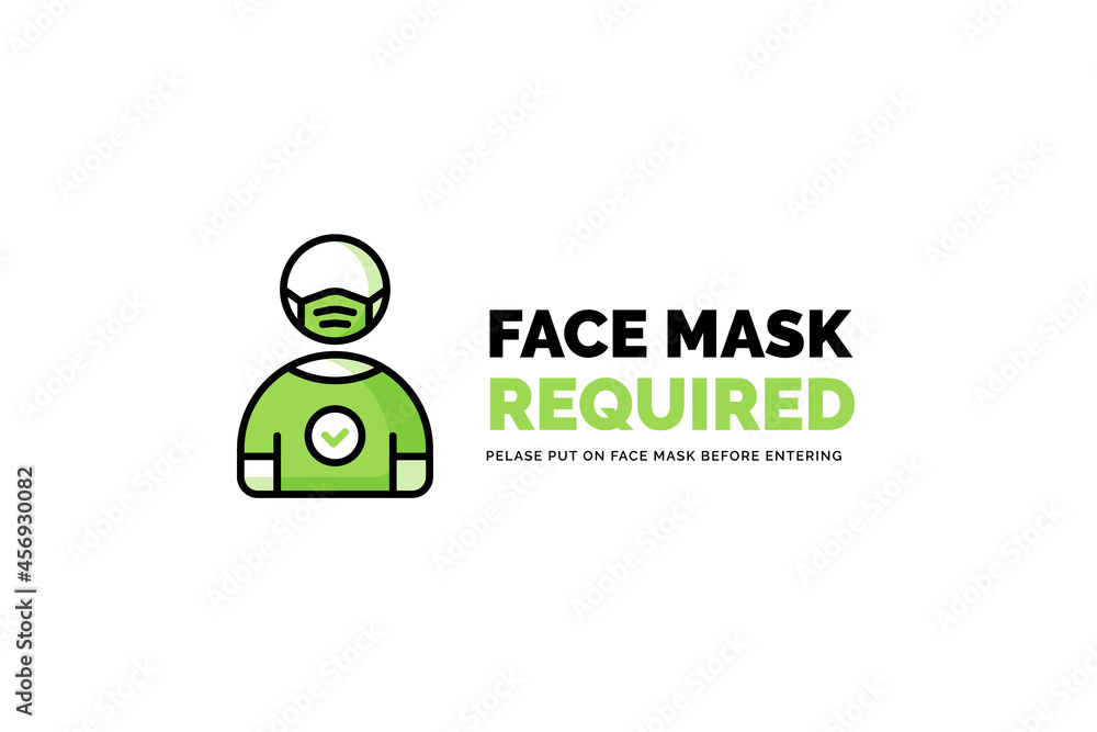Face mask required warning prevention sign. Human profile silhouette ...