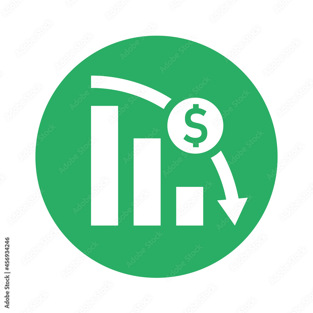 Cost down round icon. Clipart image isolated on white background Stock ...