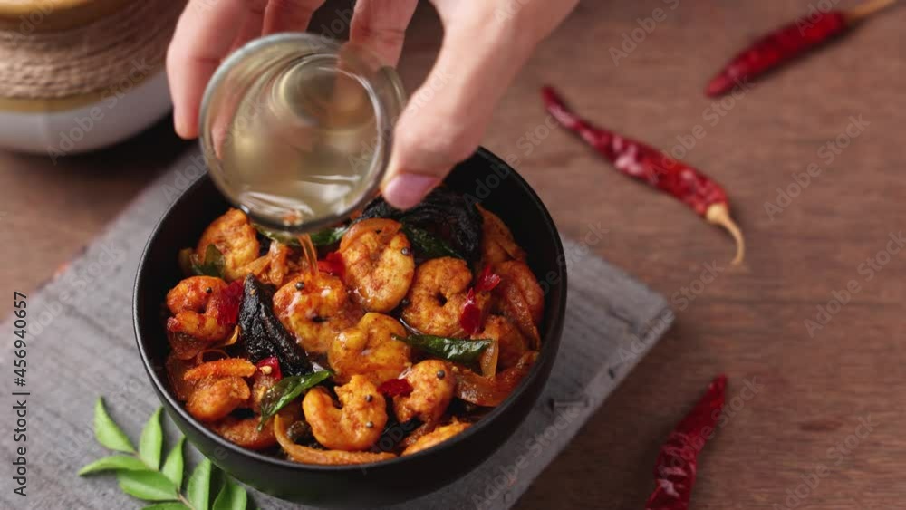 Serving Shrimp masala fish curry Chemmeen curry tiger Prawns balchao ...