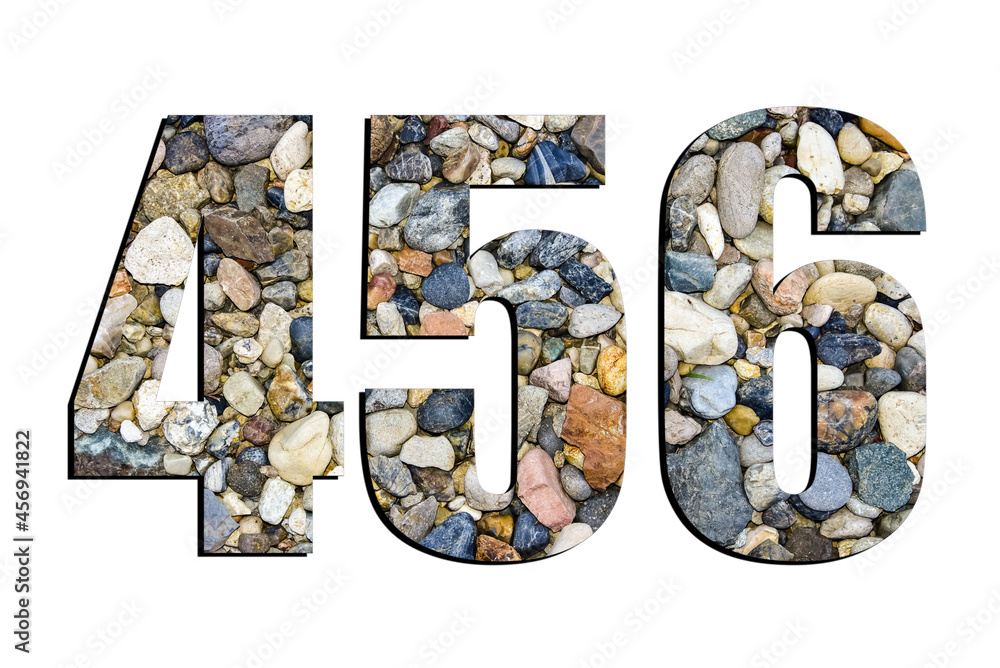 456 numbers. Stone design alphabet, collection of letters isolated on ...