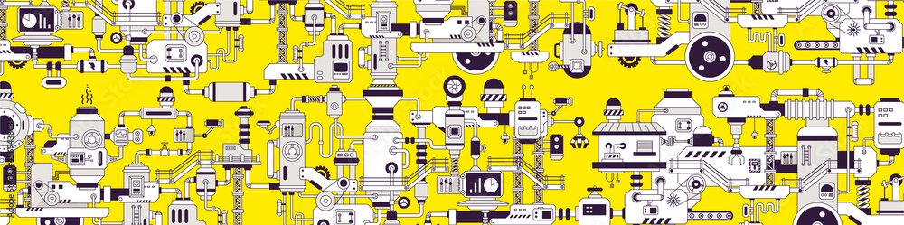 Vector Illustration with Pattern of Complex Mechanism of Product ...