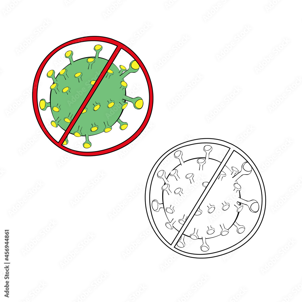A vector illustration of two crossed out coronavirus symbols isolated ...