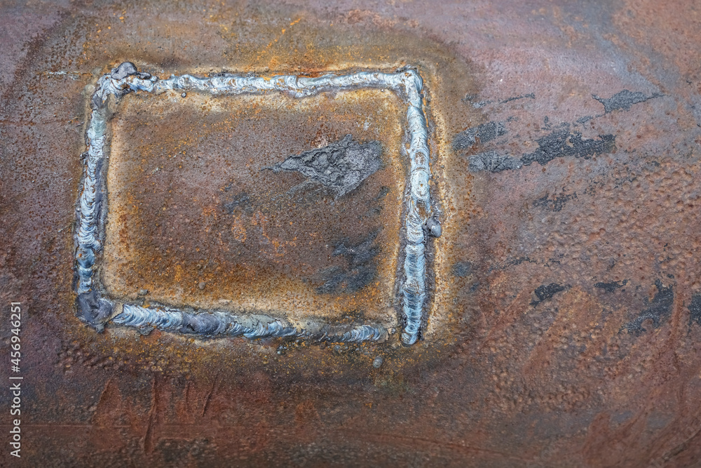 Rusty metal. texture of pipe background with a weld seam. Metal red ...