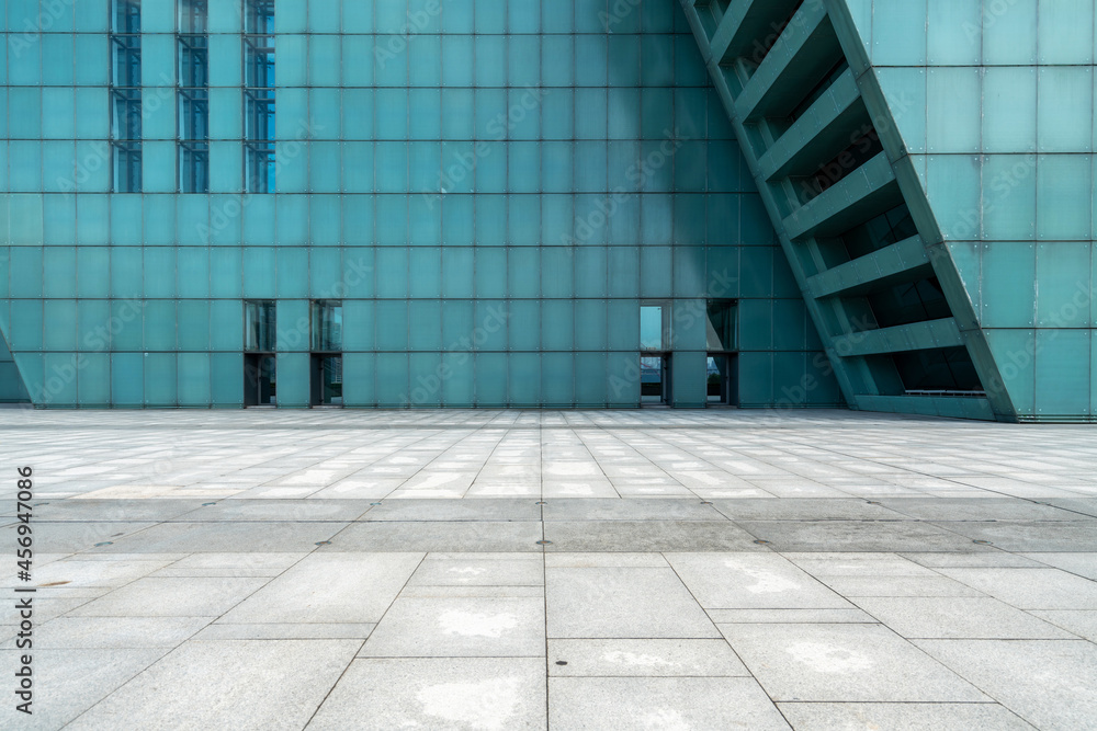 The empty floor of the square and the exterior walls of modern ...