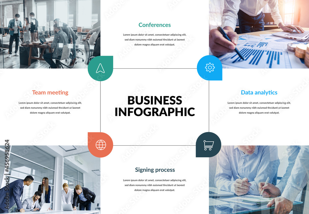 Business Graphic Layout with Four Options Stock Template | Adobe Stock