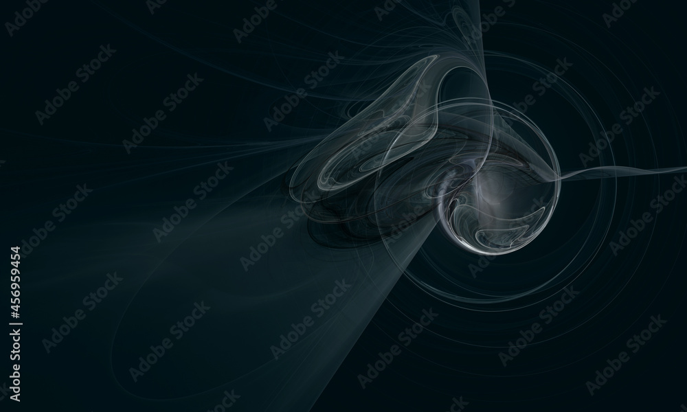3d dark matter in amorphous shape and glowing swirl in deep space ...