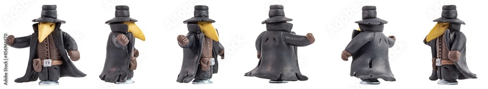 The figure of a mystical character with a grotesque nose in a high hat ...