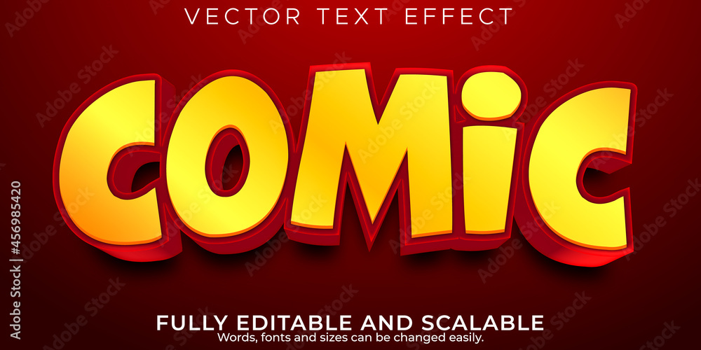 Cartoon comic text effect, editable kids and children text style Stock ...