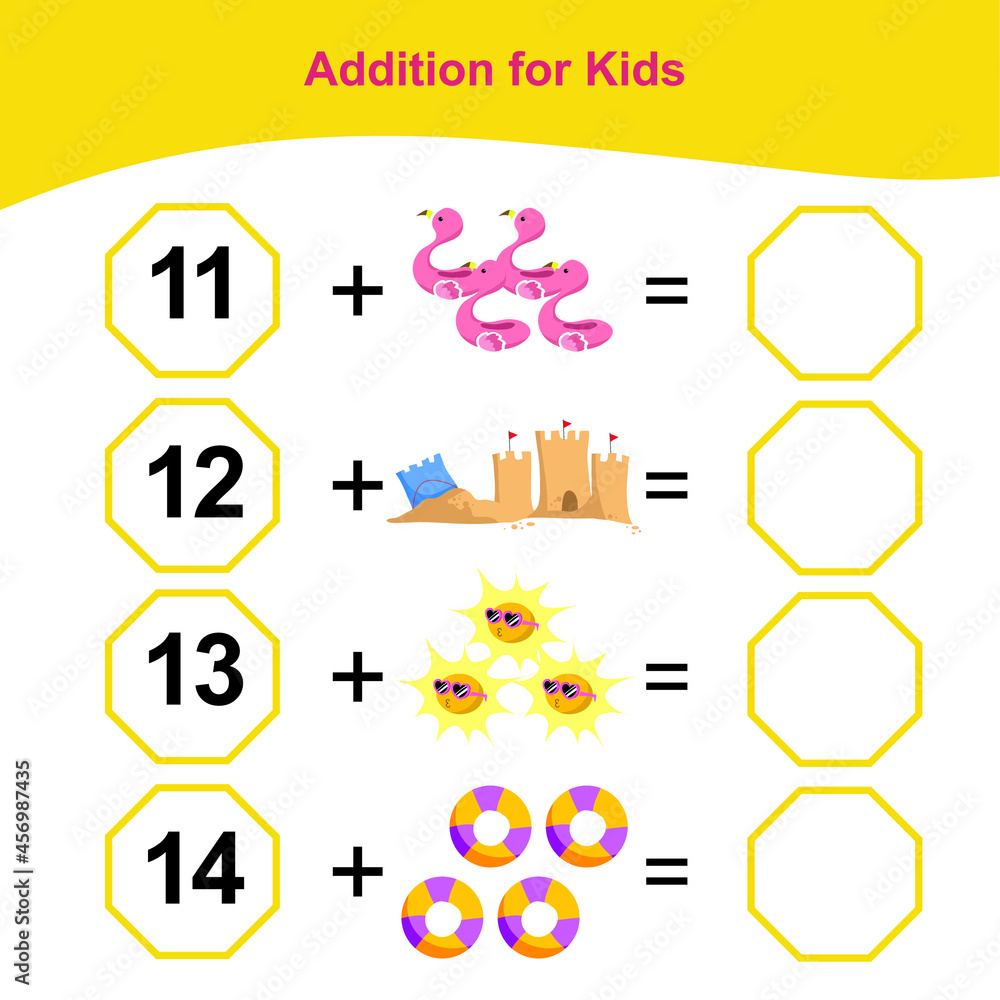 Counting summer items for preschool. Printable math worksheet. Math ...