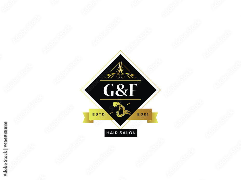 Vetor de Letter GF Logo, Luxury gf g&f Logo Icon Vector For luxury hair ...