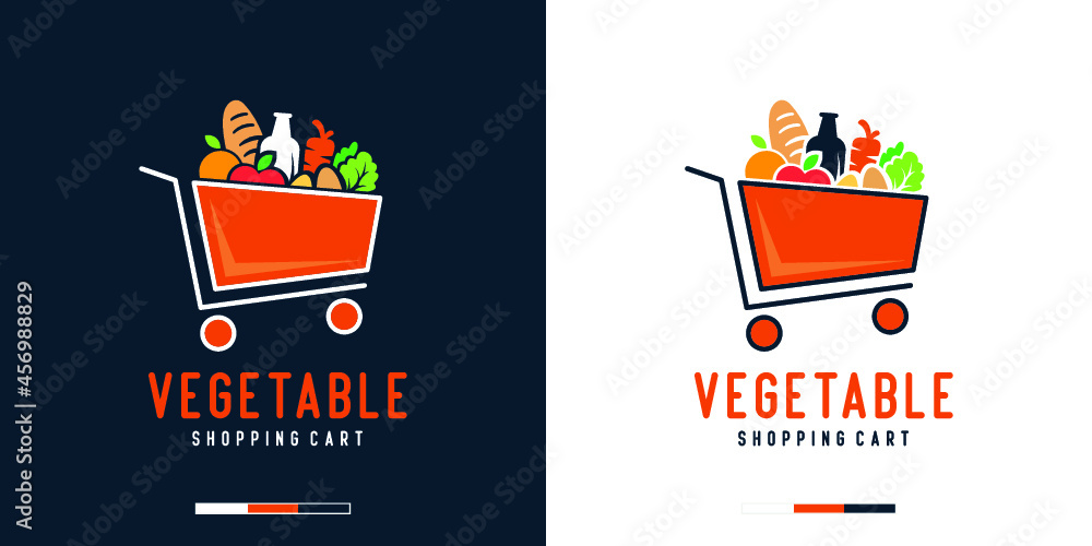 Vegetables shopping cart logo design template Stock Vector | Adobe Stock