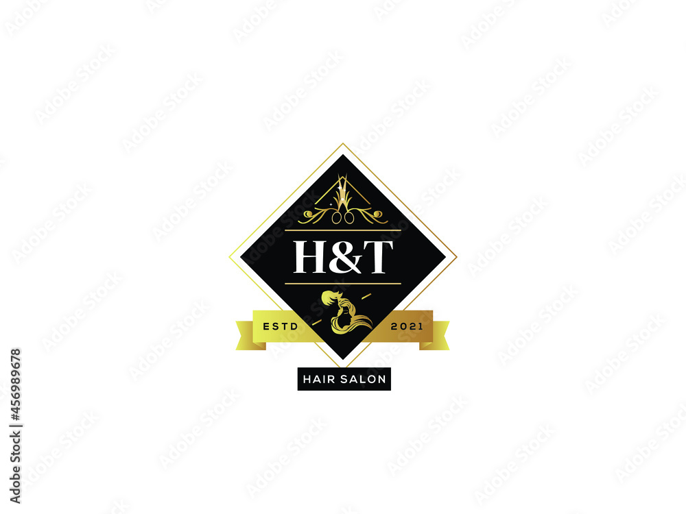 Letter HT Logo, Luxury ht h&t Logo Icon Vector For luxury hair salon ...