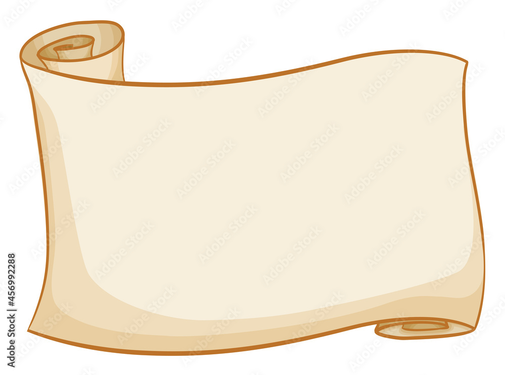 Unrolled scroll in cartoon style over white background, Vector ...