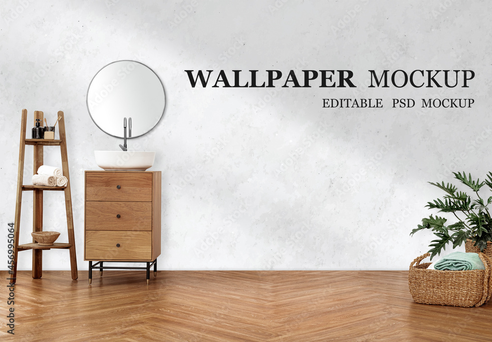 Empty Wall Mockup in Minimal Interior Stock Template | Adobe Stock