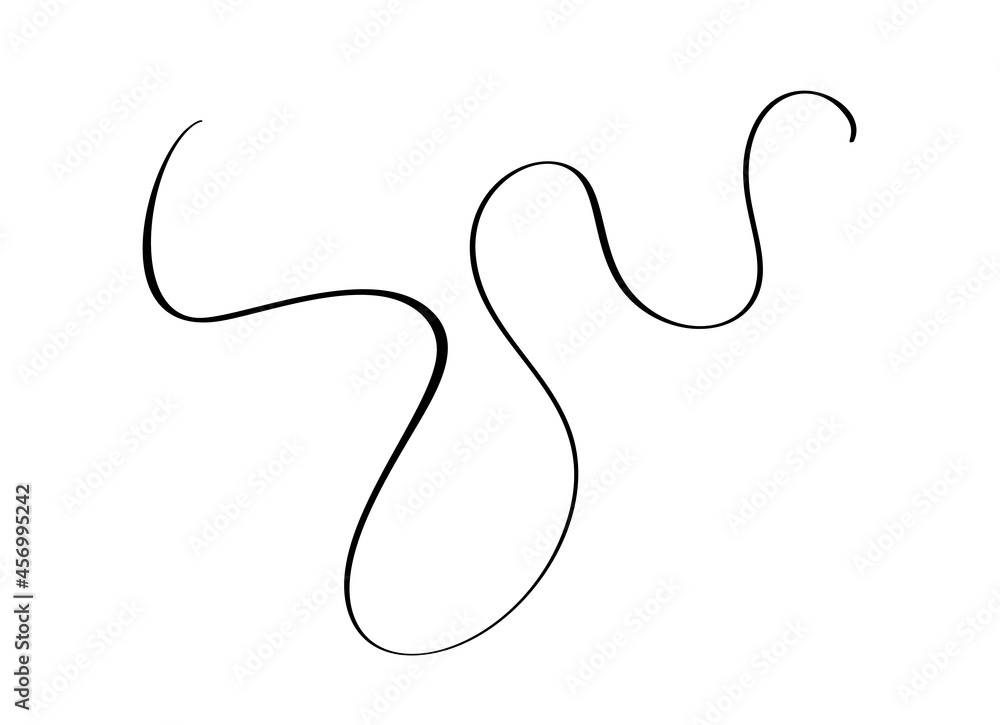 Vector abstract Wavy calligraphy line. Black and white illustration ...