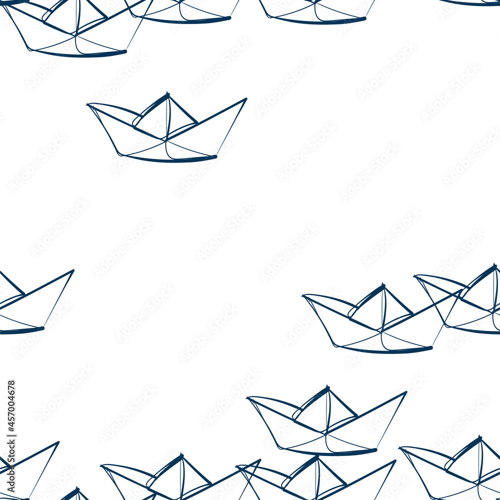paper boat vector seamless pattern outline decorative Stock Vector ...