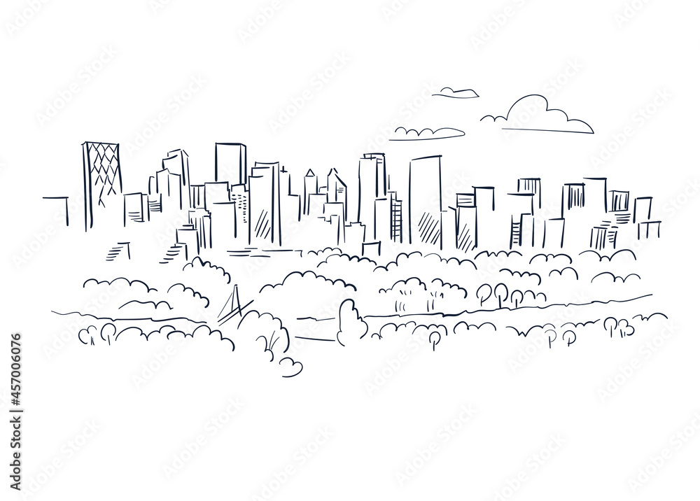 Calgary Alberta Canada vector sketch city illustration line art Stock ...