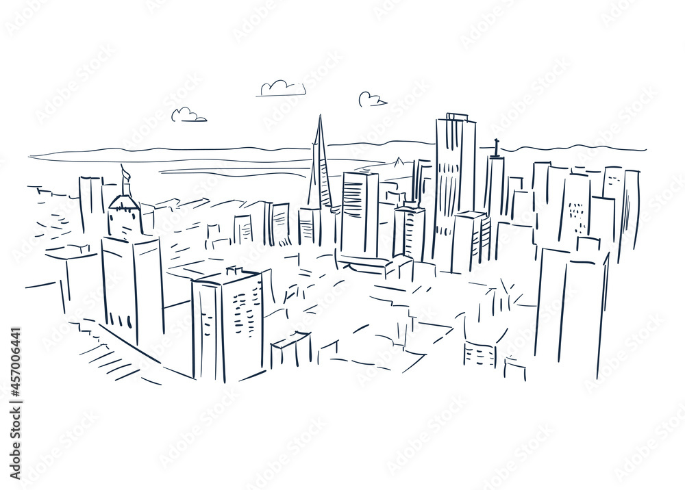San Francisco usa vector sketch city illustration line art Stock Vector ...