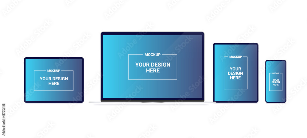 Computer screen mockups - Template with computer, tablet and mobile ...