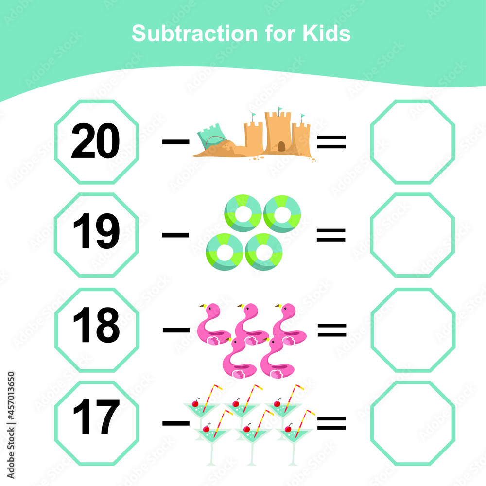 Counting summer items for preschool. Printable math worksheet. Math ...