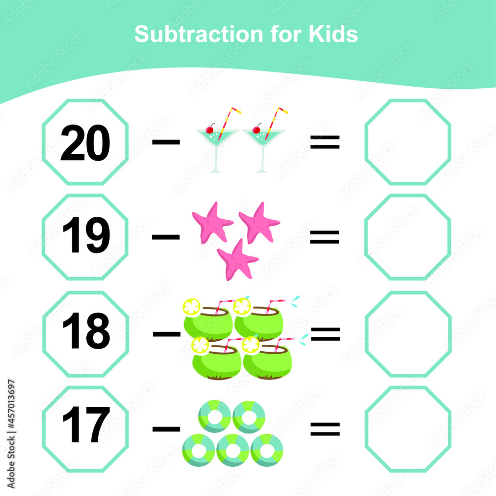 Counting summer items for preschool. Printable math worksheet. Math ...