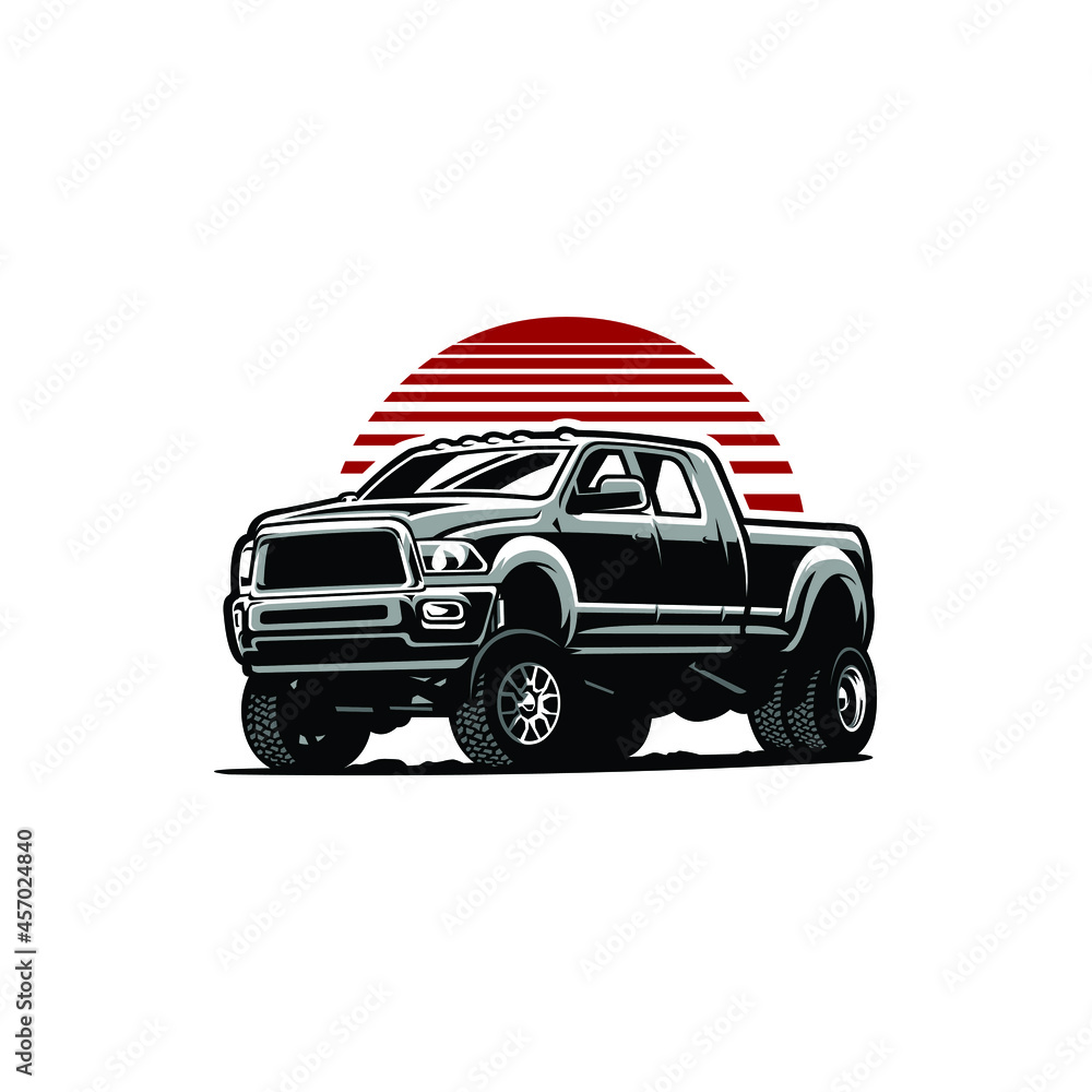 Mega Cab Dually Pickup Truck Vector Illustration Isolated Stock Vector ...