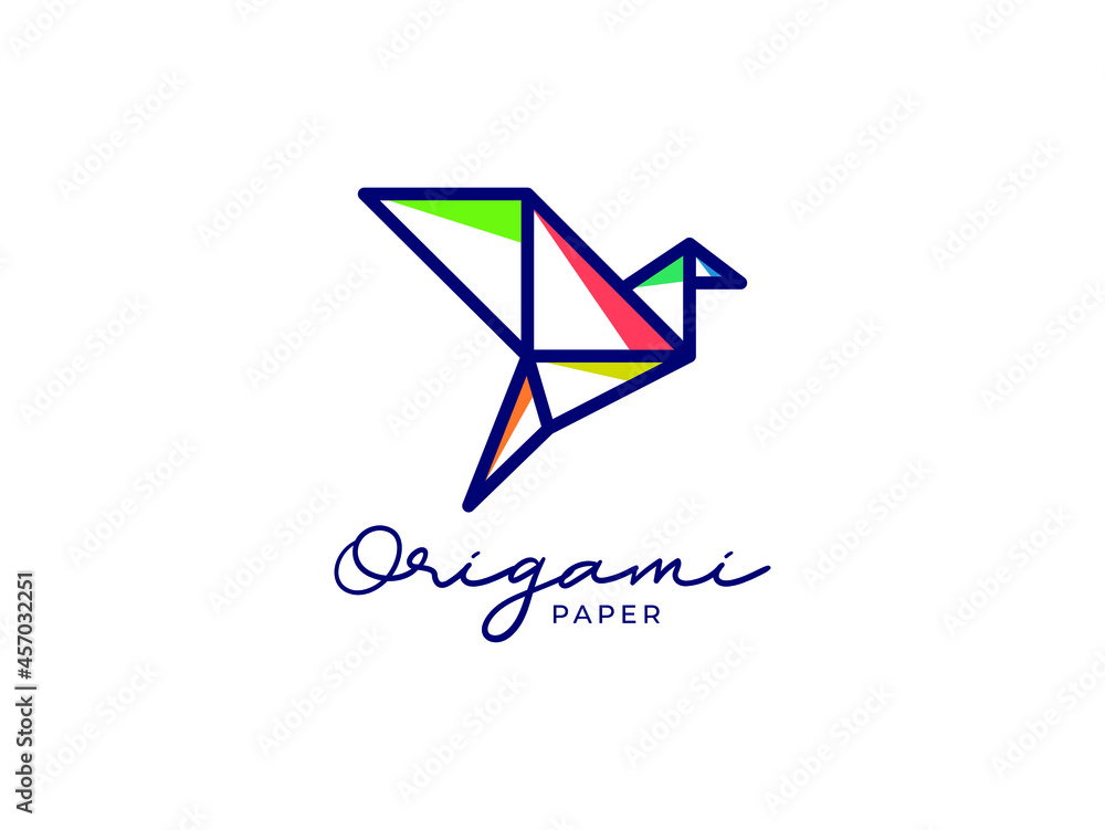 bird origami paper logo design concept Stock Vector | Adobe Stock