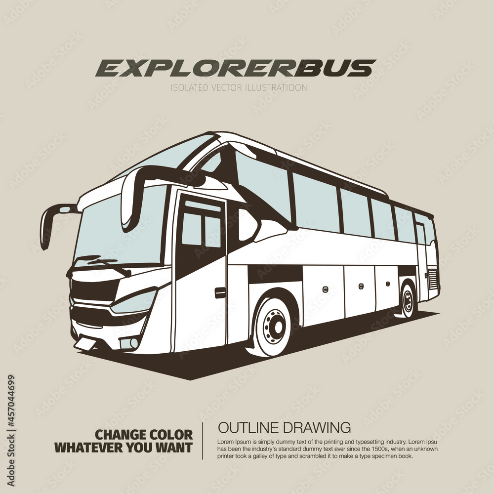 Modern double decker bus outline drawing illustraton Stock Vector ...