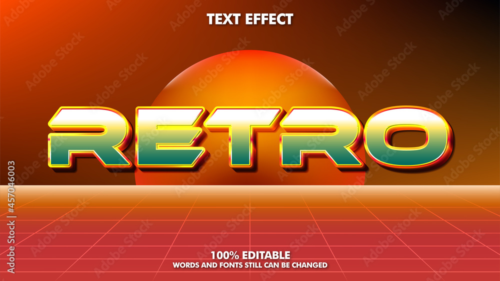 Editable 80s retro text effect Stock Vector | Adobe Stock