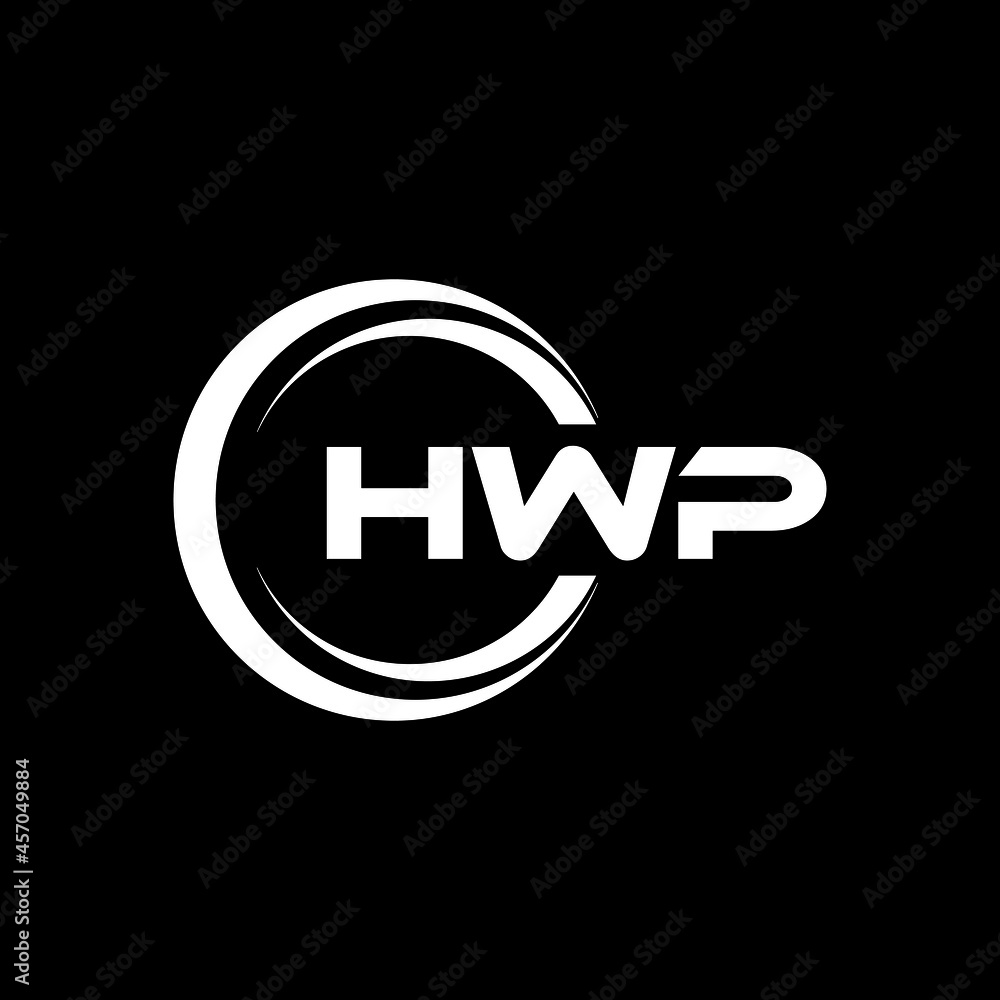 HWP letter logo design with black background in illustrator, vector ...