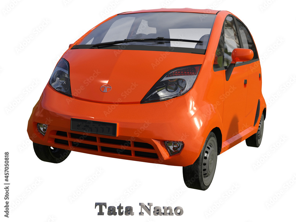 This is a 3d computer rendered illustration of a Tata Nano Indian ...