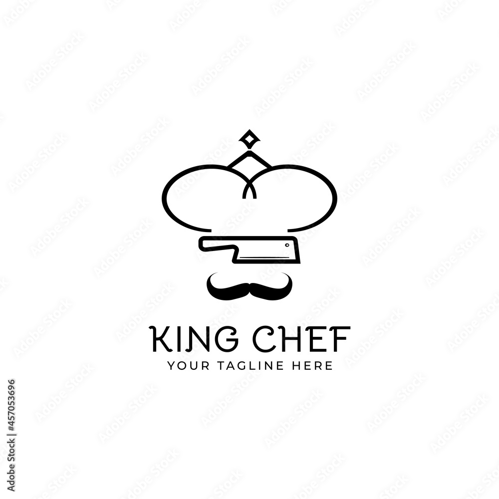 king chef logo, restaurant, with crown symbol icons, chef's hat, knife ...