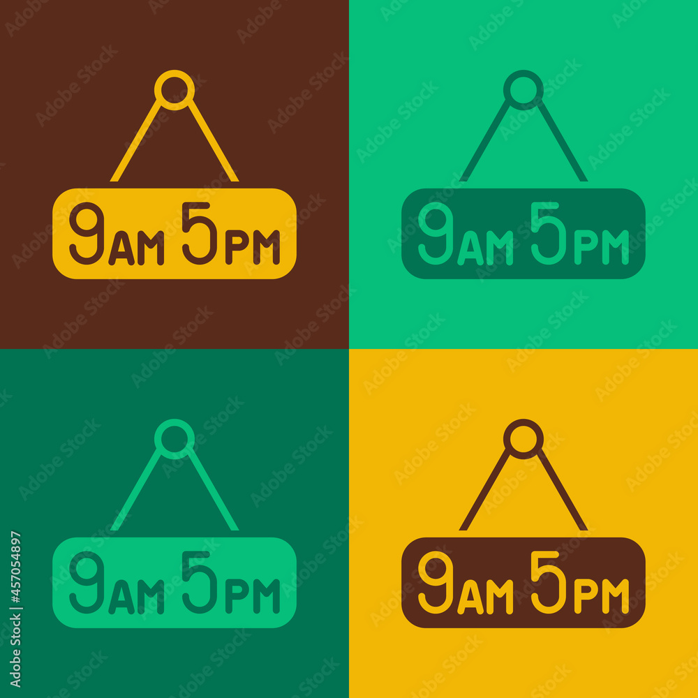 Pop art From 9 to 5 job icon isolated on color background. Concept ...