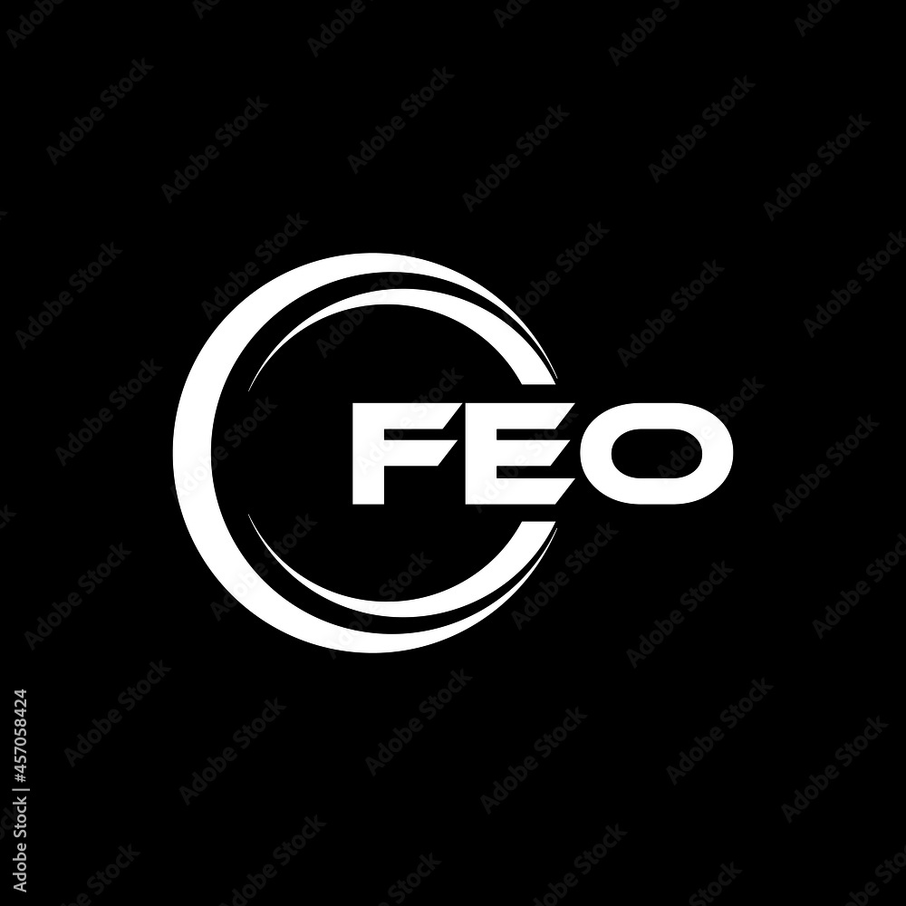 Vecteur Stock FEO letter logo design with black background in ...