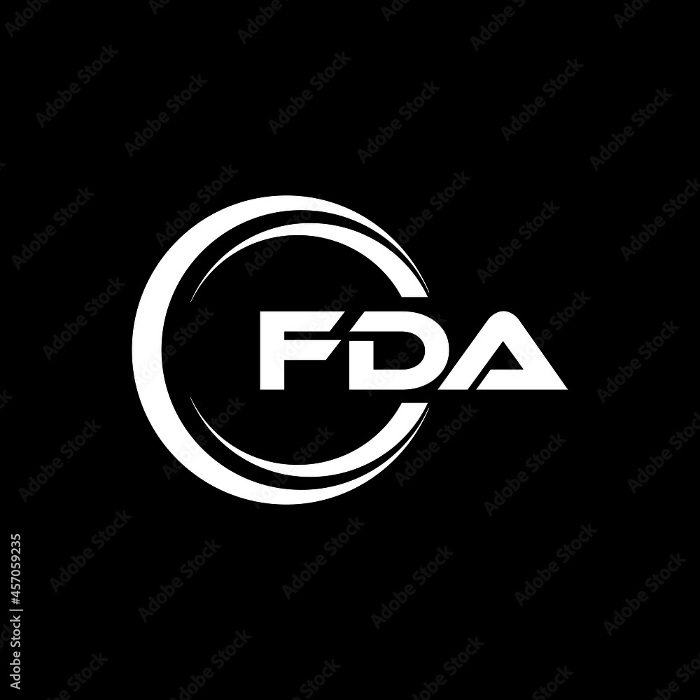 FDA letter logo design with black background in illustrator, vector ...
