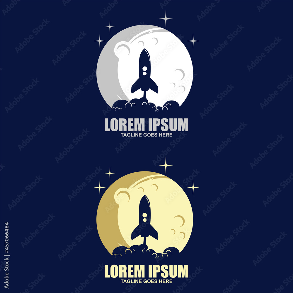 Vector logo which depicts a planet against which a rocket flies. Stock ...