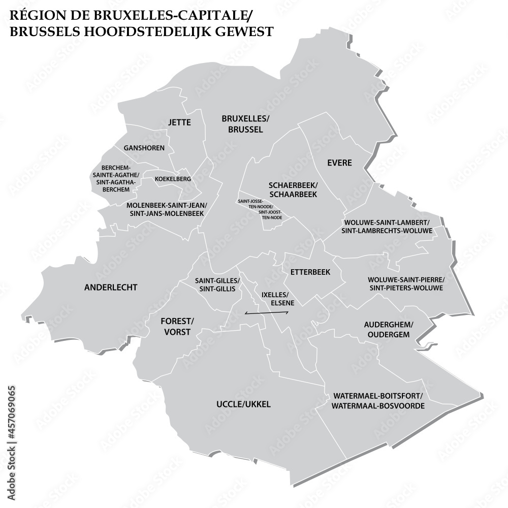 administrative vector map of the Belgian capital Brussels Stock Vector ...