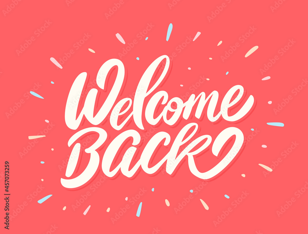 Welcome Back Banner Vector Handwritten Lettering Stock Vektorgrafik Welcome Back Banner Vector Handwritten Lettering Stock Vektorgrafik